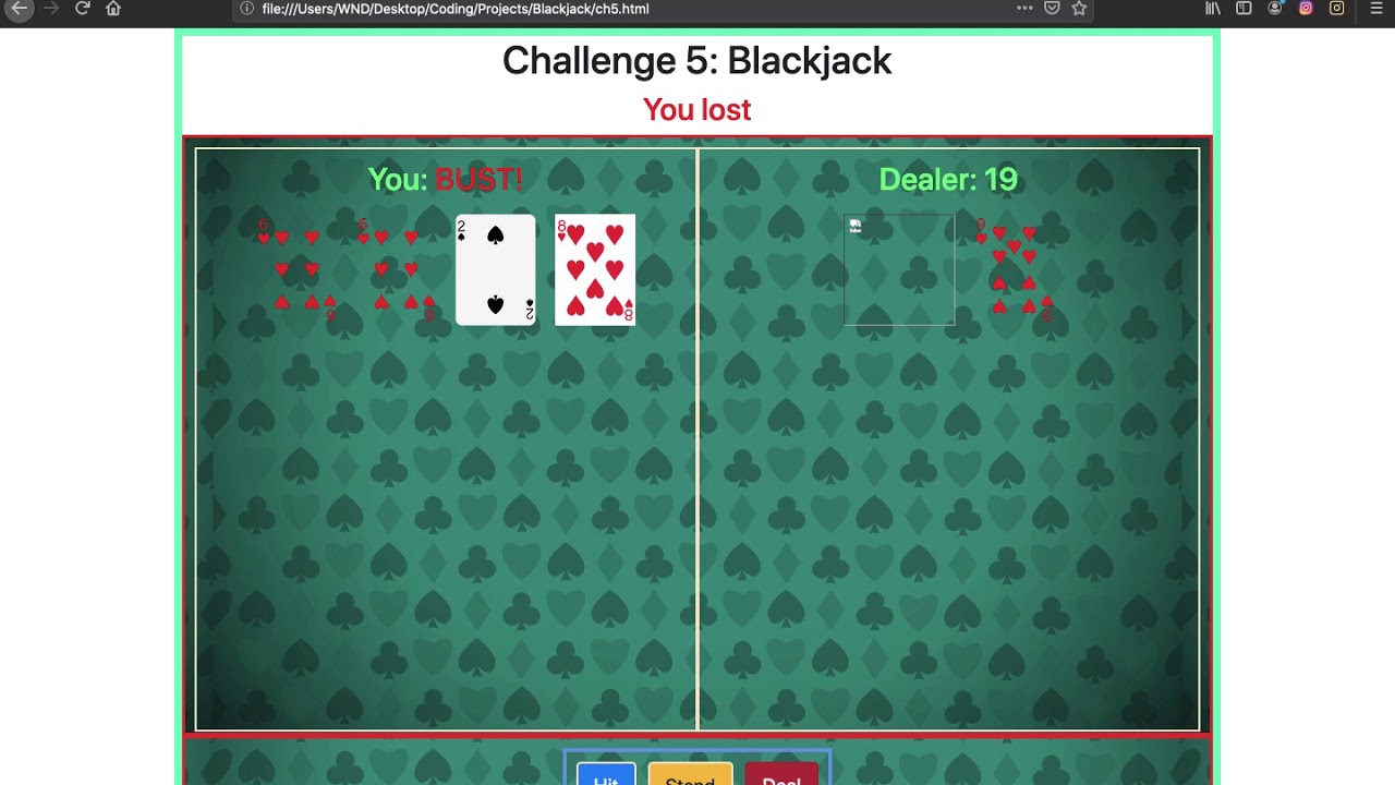 BlackJack Game Using JavaScript | JavaScript Projects