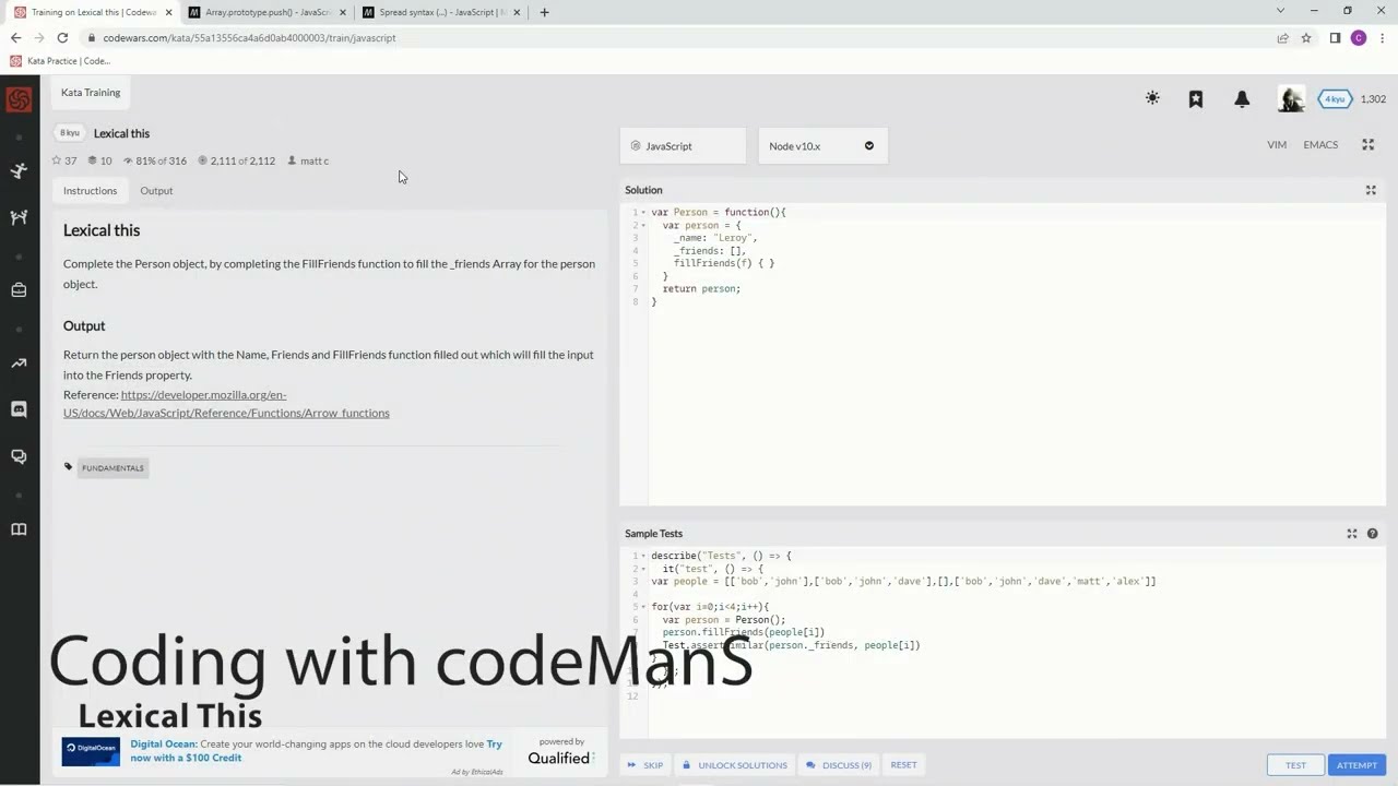 Codewars 8 kyu Lexical This Javascript