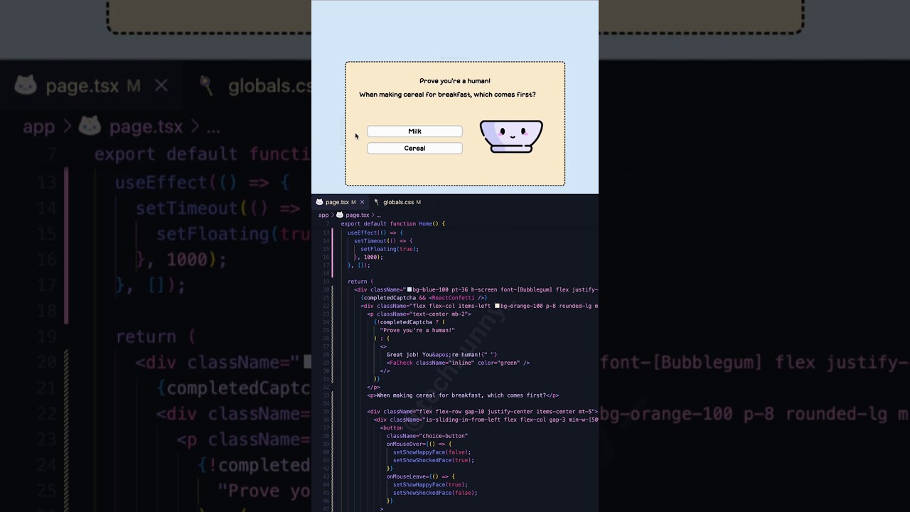 Cereal first is the only way 🥣💕 | NextJS App #coding #cssanimation #programming #kawaii #stem
