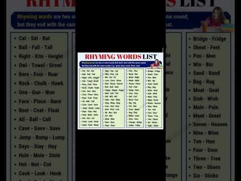 English Vocabulary rhyming words lists for kids #vocabs #viralvideo by Teacher @BrakeYourstudy
