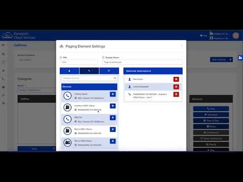 NSv Connect Panasonic Cloud Services: Paging Setup