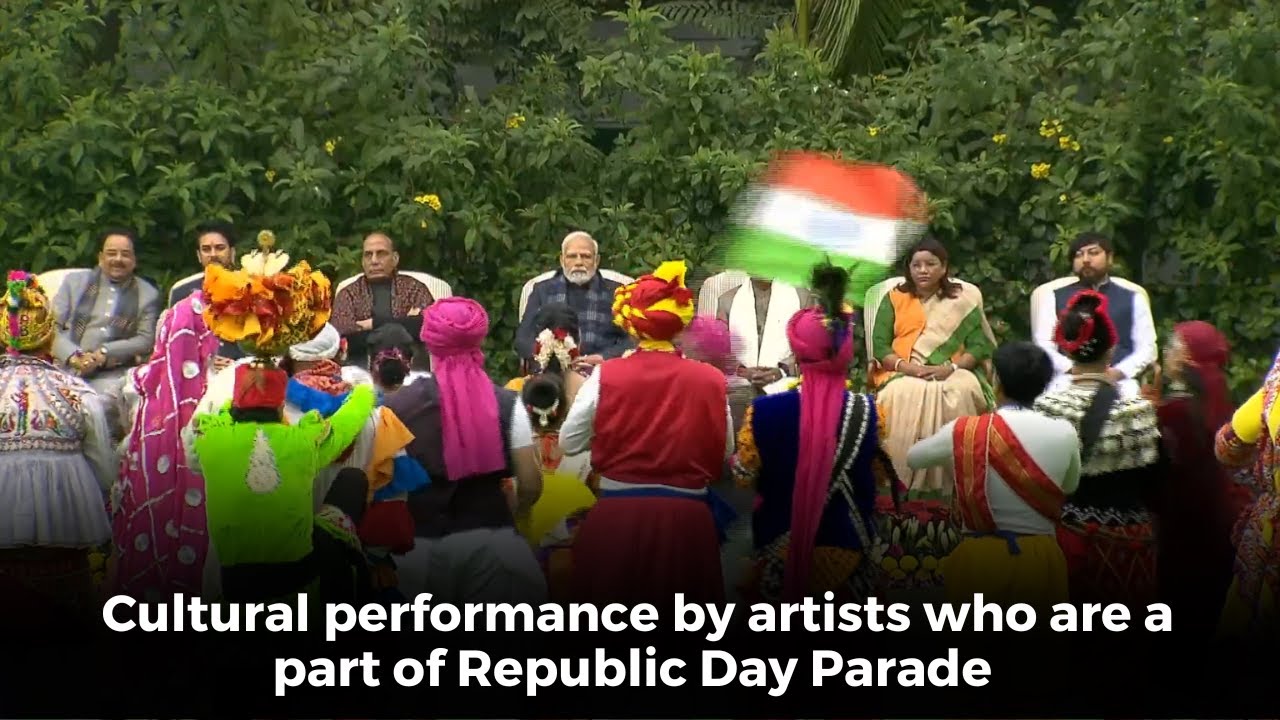 PM Modi watches cultural performance by artists who are a part of Republic Day Parade in Delhi