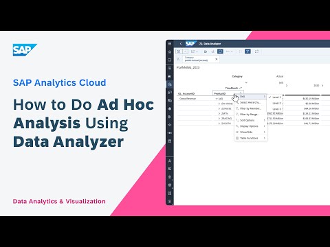 How to Do Ad Hoc Analysis Using Data Analyzer: SAP Analytics Cloud