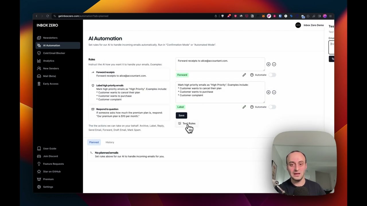 Manage your email with AI assistance - Inbox Zero Demo
