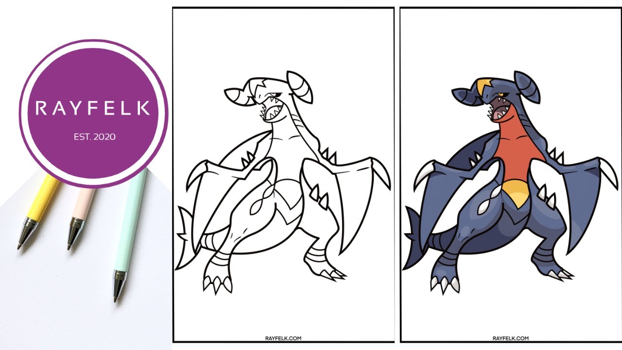 Garchomp Coloring Pages |  Dragon/Ground Pokemon Printable Coloring Pages | Pokemon Coloring Page