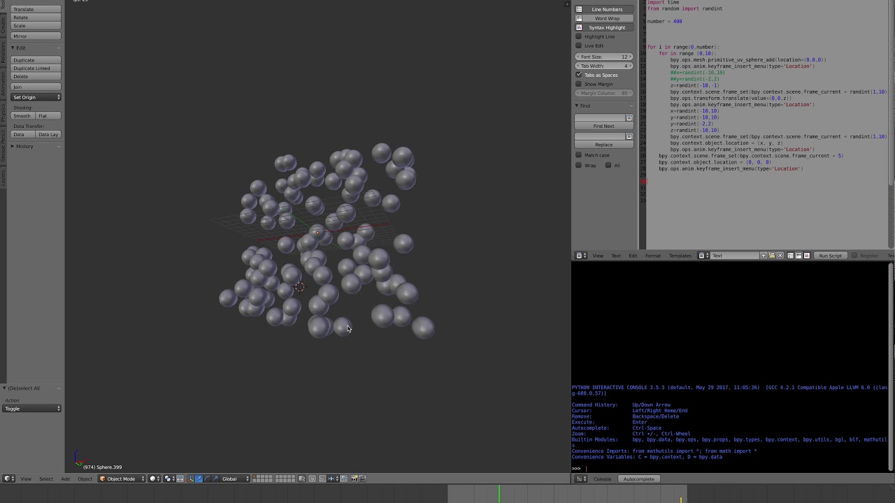Ball Drop Blender 3D Modeling Python Script Test
