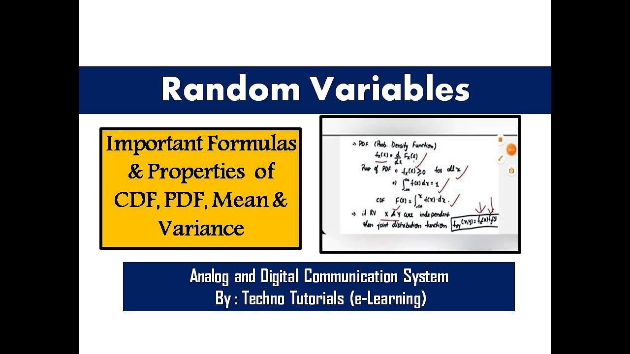 U1L2 | Random Variable| Digital Communication | Important formula & properties of CDF, PDF, Variance