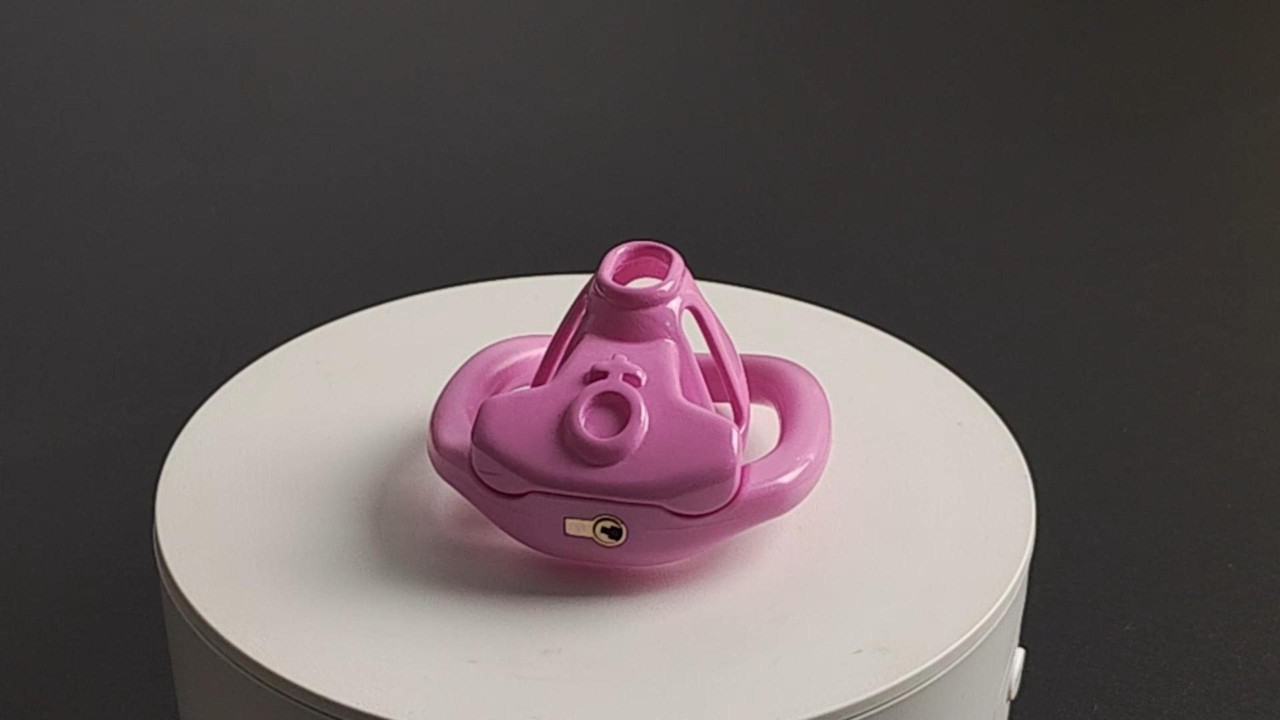 Pink sissy chastity cage