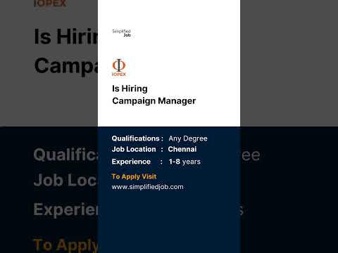 Iopex Technologies is hiring Campaign Manager - Simplified jobs