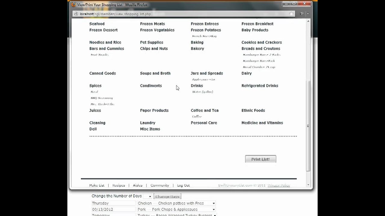 Create your printable grocery shopping list in under 2 Minutes