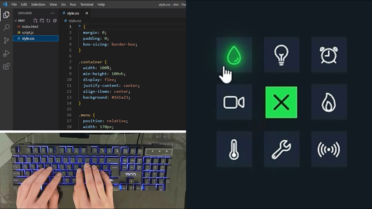 ASMR Programming - 9 Dots Navigation Menu using Html CSS & Javascript - No Talking