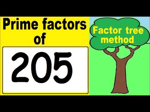 Prime factors of 205. Prime factor decomposition of 205. Factor tree method.