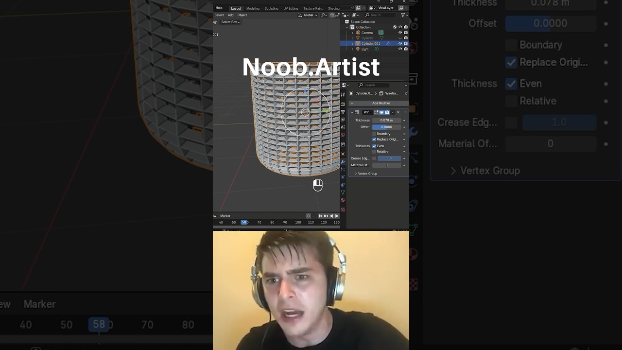 Noob vs Pro artist: creating woven basket #blendertutorial #blender #blendercommunity #blender3d