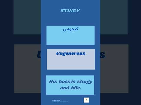 Stingy meaning in Urdu and English #stingy #englishtourduspeaking #englishtourdu #englishvocab