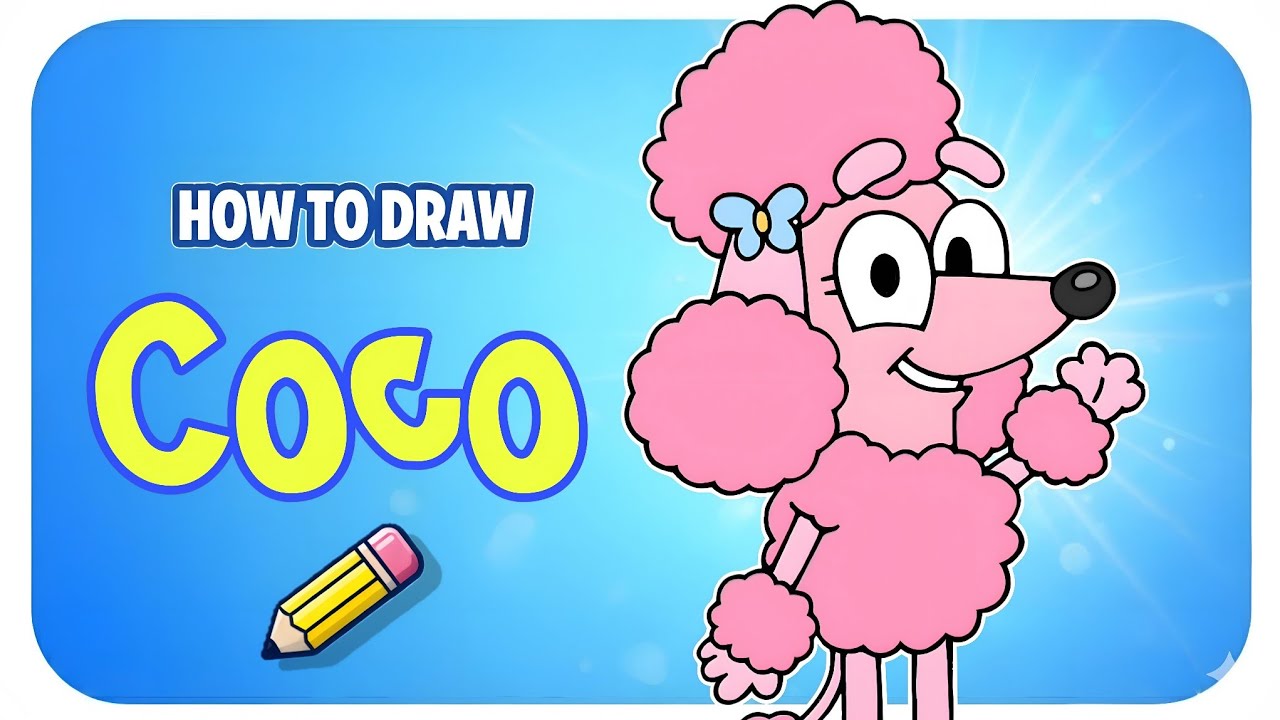 how to draw Coco from Bluey step by step easy