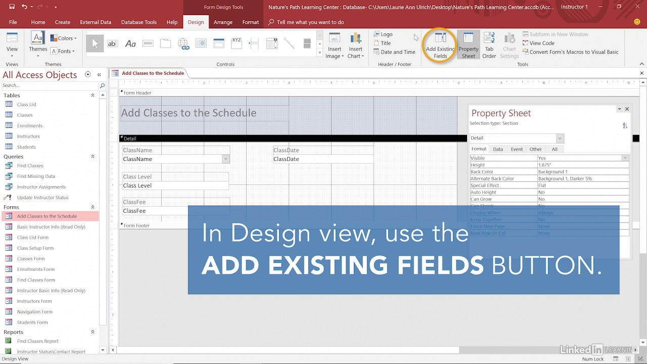 Access Tutorial - Adding Fields to a Form