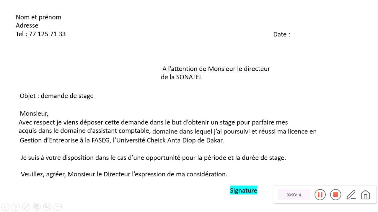 Comment écrire une demande de stage facilement.