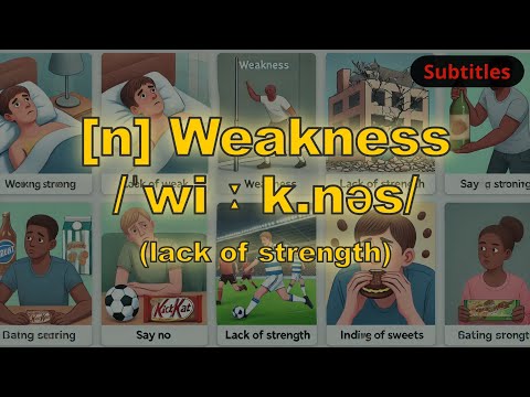 [n] Weakness meaning (lack of strength) with 5 examples