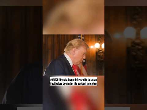 Donald Trump brings gifts to Logan Paul before beginning his podcast interview #watch