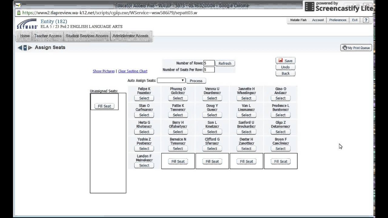Skyward: Creating a Seating Chart