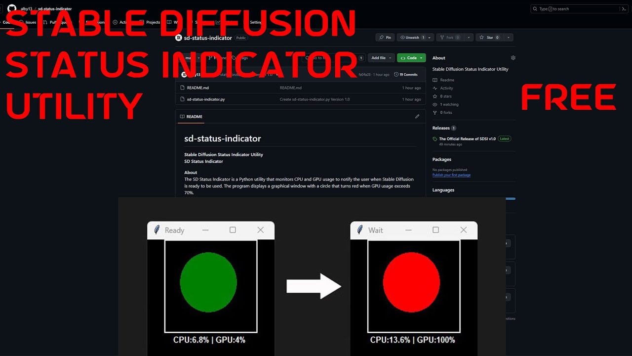 Stable Diffusion Status Indicator Windows Python App Program FREE