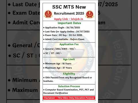 SSC mts 2025 new vacancy notification out #ssc #mts #newbharti2025
