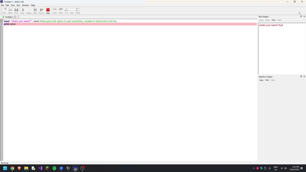 How to make a name input in Basic256