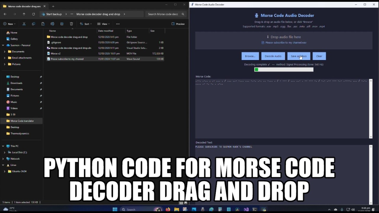 Python code for Morse Code decoder drag and drop