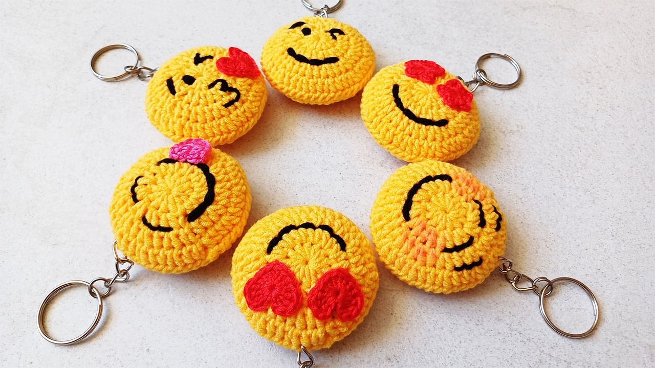 Cute & Adorable Crochet Emoji Keychains Tutorial step by step