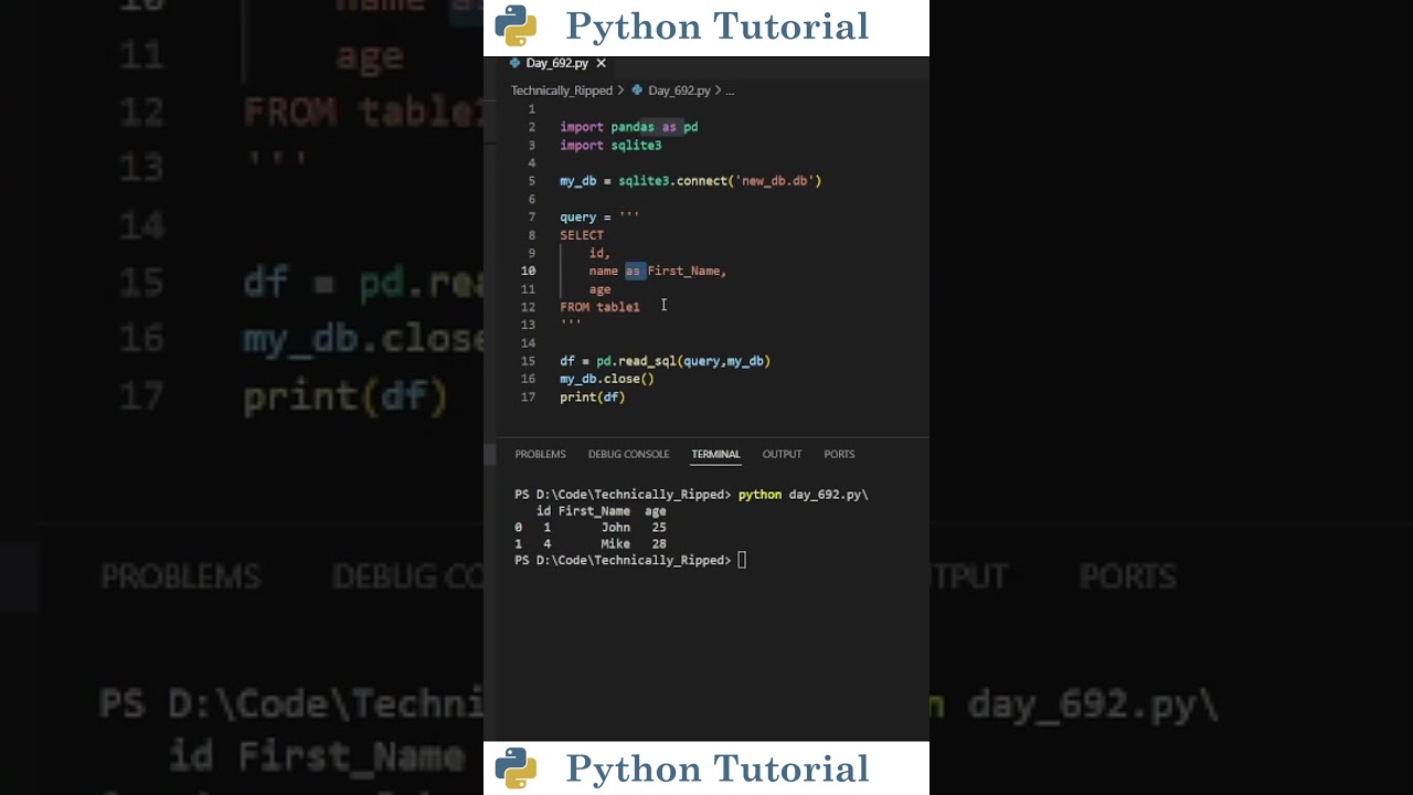 Renaming Columns In SQLite Query | Python Tutorial