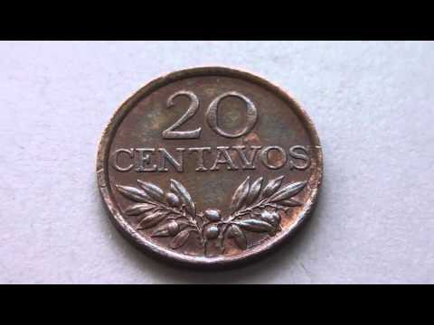 Old 20 Centavos coin of Portugal from 1974 in HD
