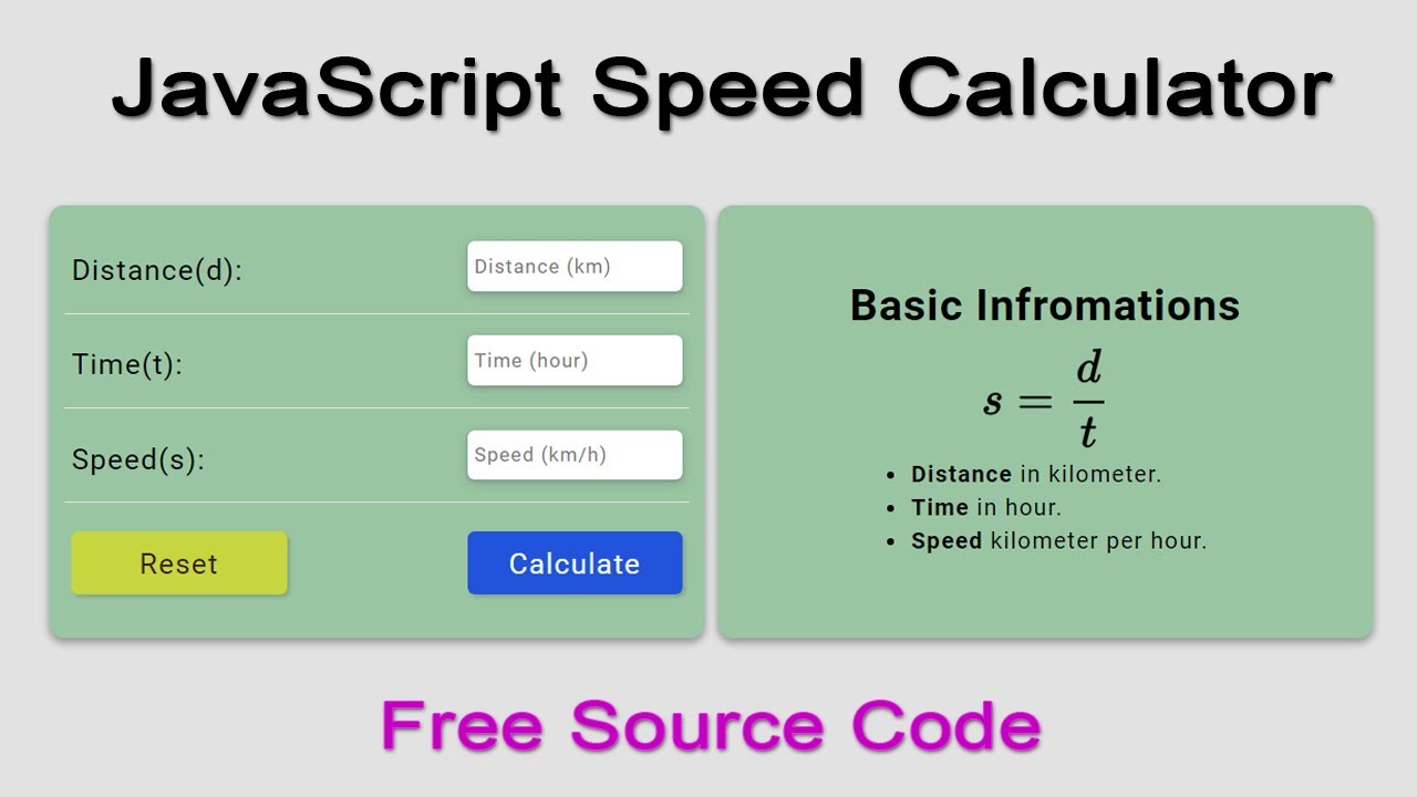 JavaScript Projects For Beginners With Source Code | Speed Calculator | Simple JS project