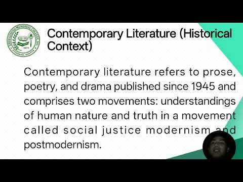 Introduction to Contemporary Literature (Definition, Characteristics, Historical Context)