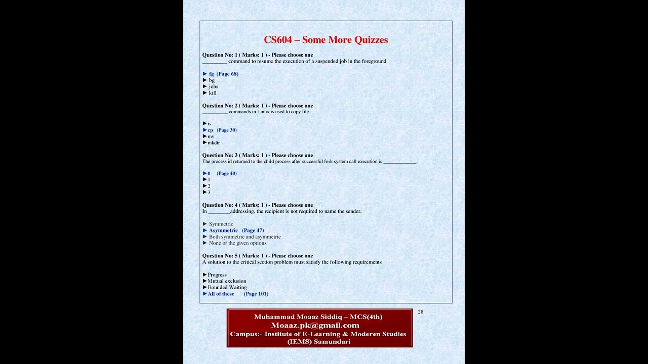 CS604   Finalterm Solved Mcqs Solved with references by Moaaz