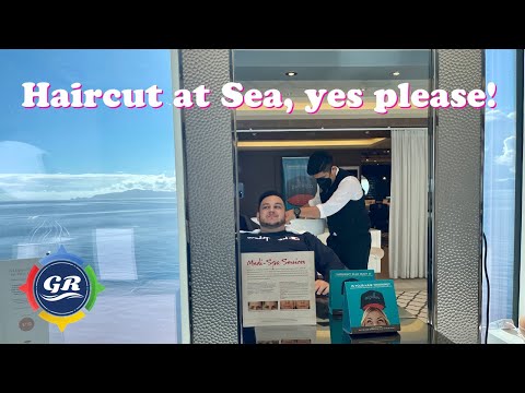 Getting my haircut at Mandara Spa and Salon, on Norwegian Bliss , in the middle of the Glacier Bay