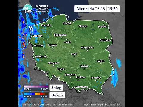 Niedziela #prognoza opadu na 8 godzin 25.05.2025 #shortvideos #imgw #pogoda #news