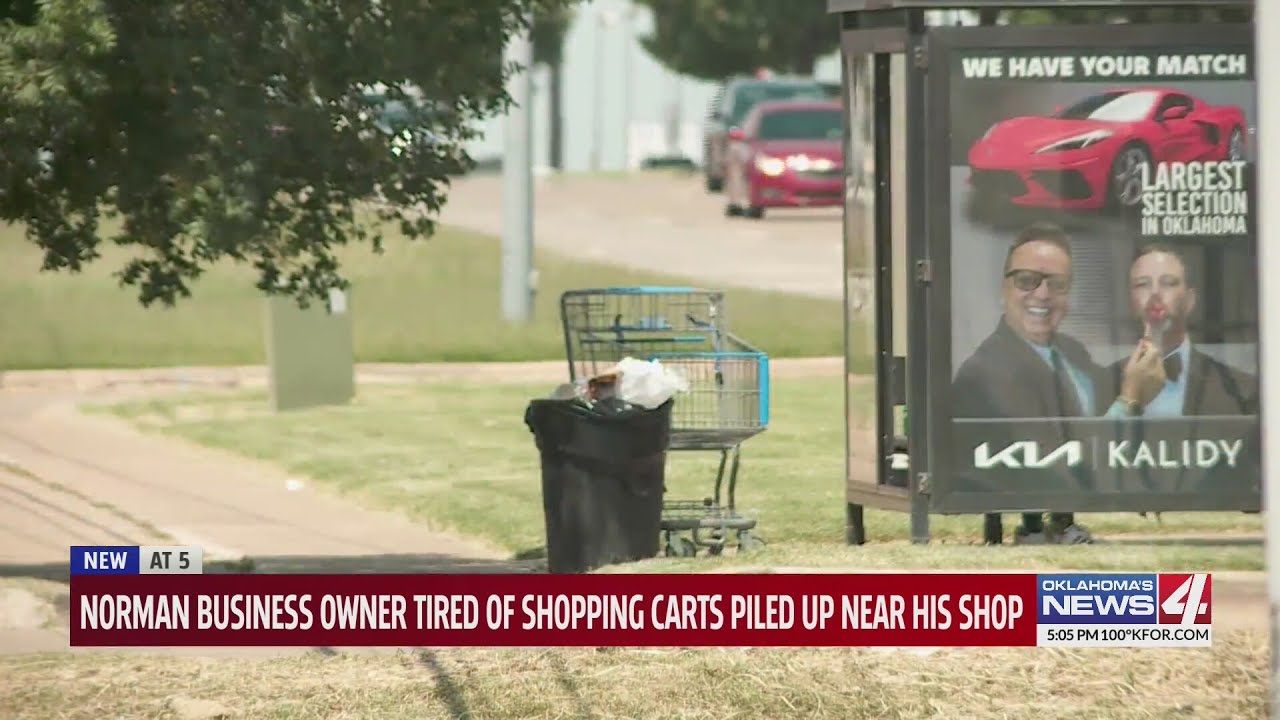 Norman business owner tired of shopping carts piled up near his shop