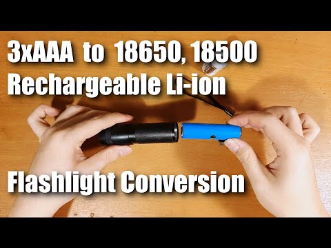How to convert 3xAAA Flashlight to 18650, 18500 Li-ion Battery