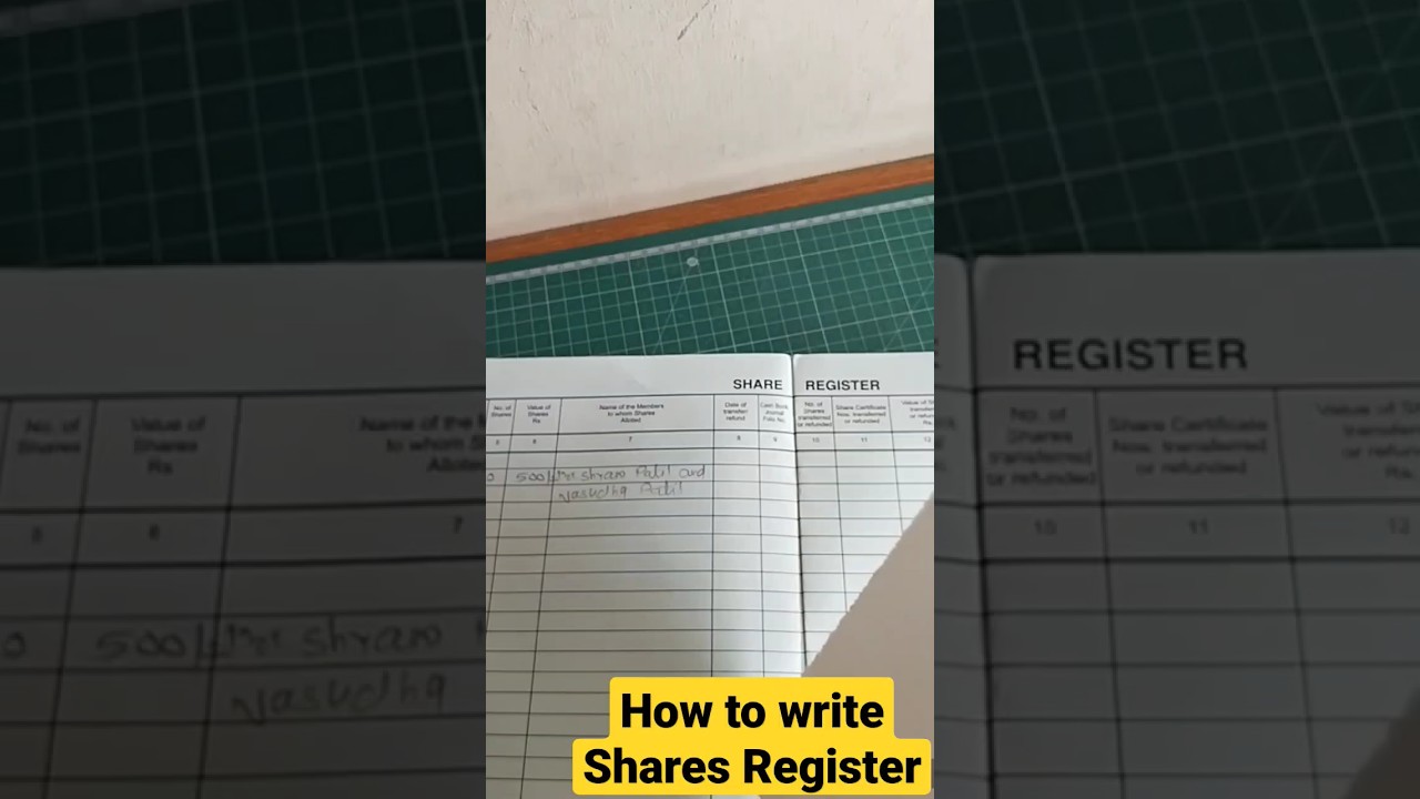How to write Shares Register   https://youtu.be/kvoV-jTX4S8