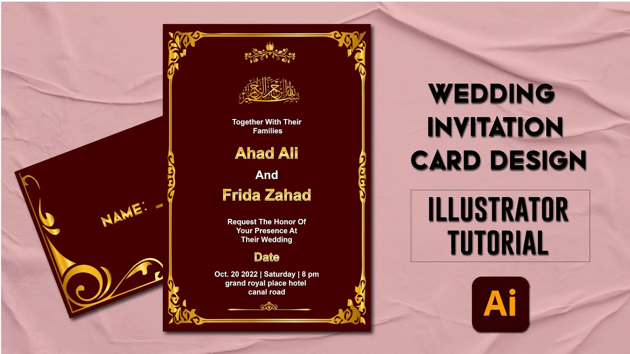 Learn unique wedding invitation card design | illustrator tutorial