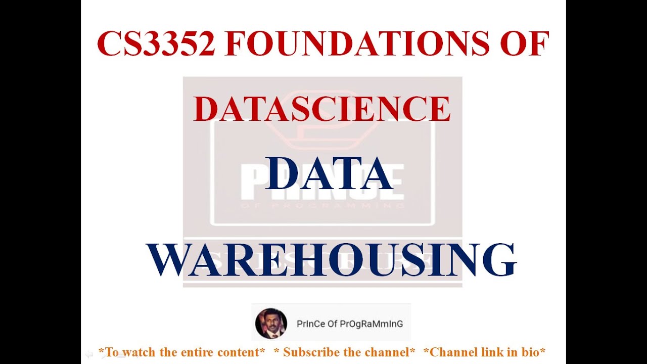 DATA WAREHOUSING NOTES - CS3352  FOUNDATIONS OF DATASCIENCE  NOTES - 2021 REGULATION CSE