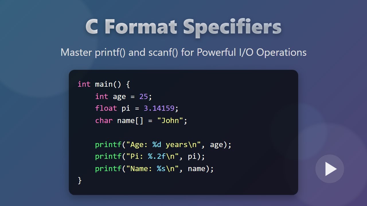 C Format Specifiers: Master printf() & scanf() for Beginners