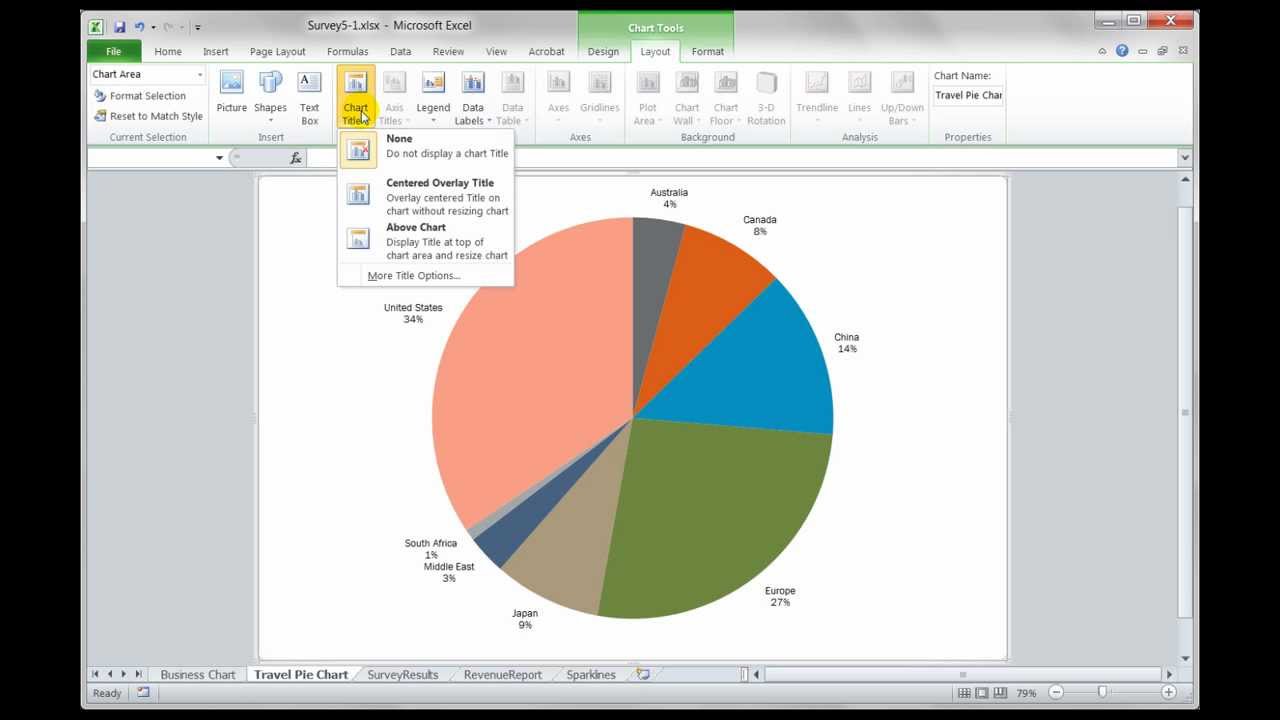Creating Pie Chart in Excel 2010