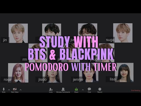 Study with BTS and Blackpink on Zoom ๐ (pomodoro 25x4 w/ timer) | Ronah Abigail Bejoc