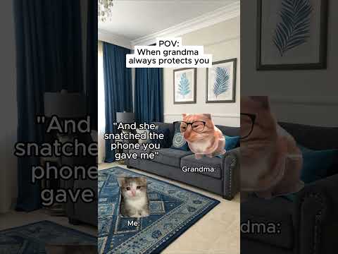 CAT MEMES 🐱 When grandma always saves you #shorts #catmemes #relatable