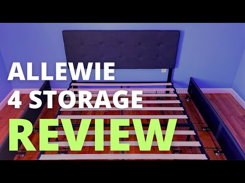 Allewie Upholstered Queen Size Platform Bed Frame with 4 Storage Drawers Review | Under Bed Storage
