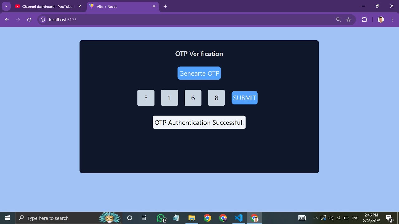 Functional OTP Generation & Verification UI in React #react #coding #javascript #otpauthentication