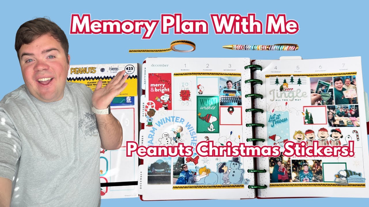 Memory Plan With Me Using the NEW Peanuts Seasonal Sticker Book | Vertical Happy Planner