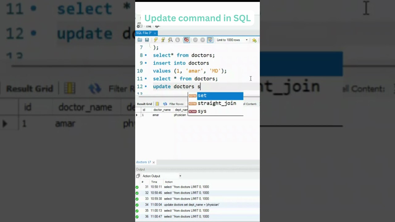 Update table in SQL | #sql #mySQL #sqltutorial